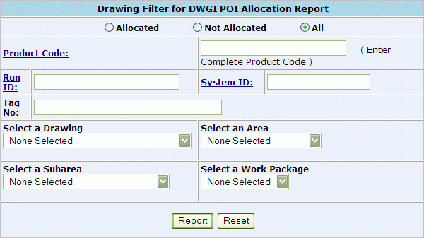 Drawing Item Allocation Report